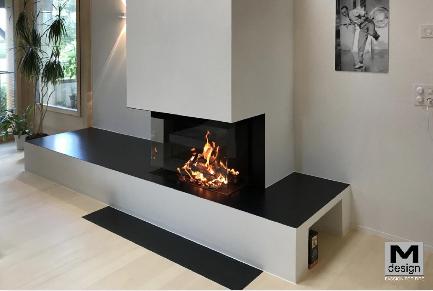 M-Design Luna Diamond 1000DC - Wood burning fireplace - 3 panes